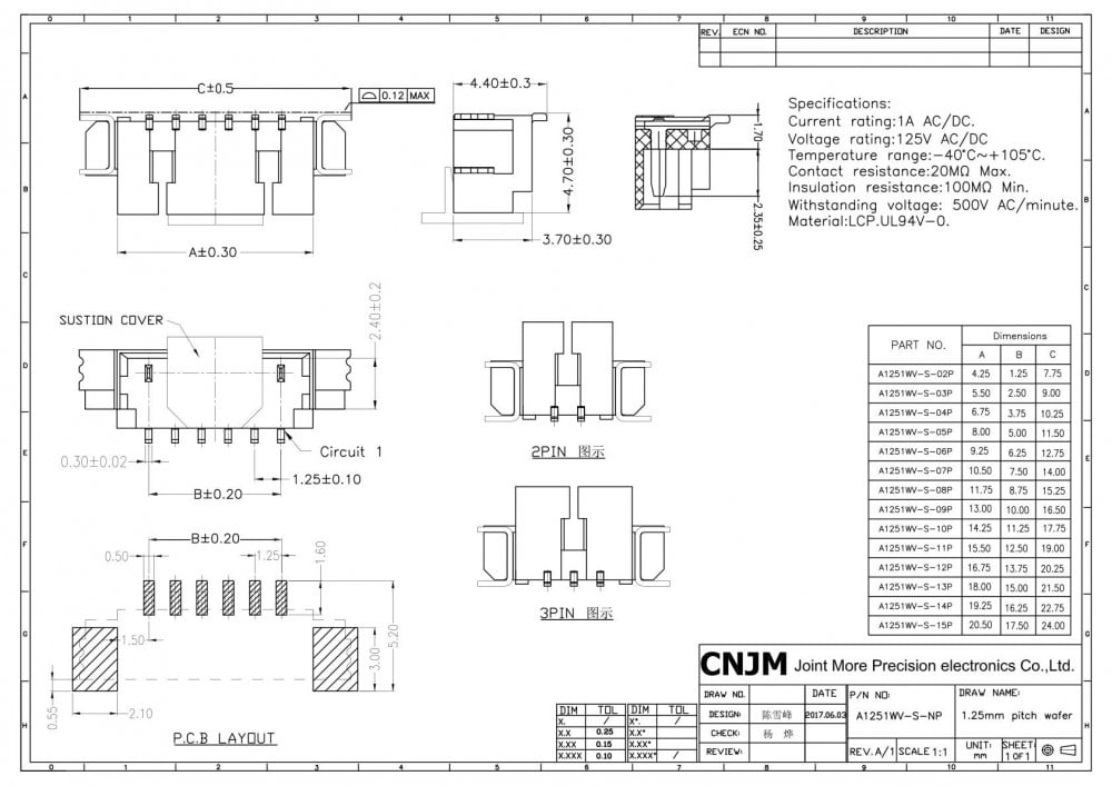 CNJMA1251WV-S-11P technical document page