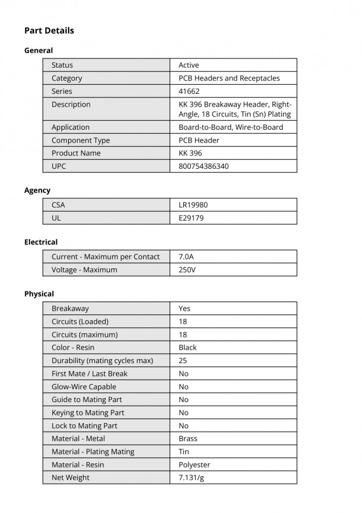 Technical document image 2 for MOLEX 26481182