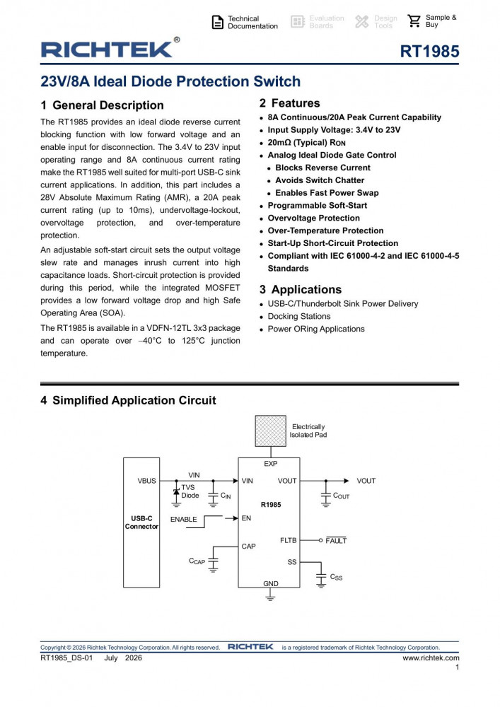 RT1985 datasheet page 1