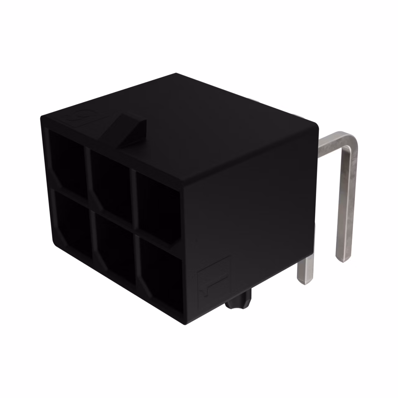 Mega-Fit Right-Angle Header, 5.70mm Pitch, Through Hole, Dual Row, 6 Circuits, 0.38µm Gold (Au) Plating, 3.60mm Tail Length, Glow-Wire Capable, Tape and Reel, Black for sale