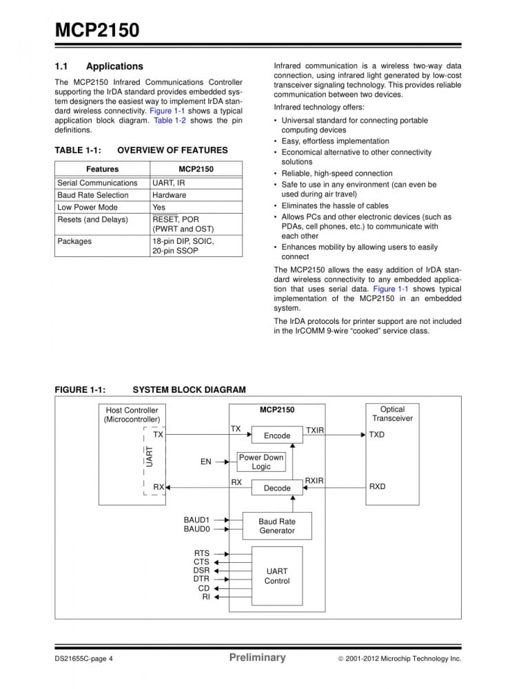 MCP2150 technical document page 4