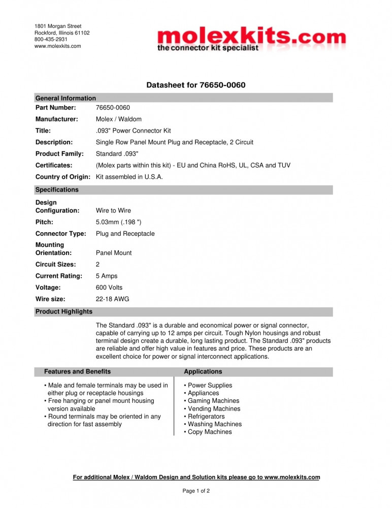 76650-0060 product document preview, page 1