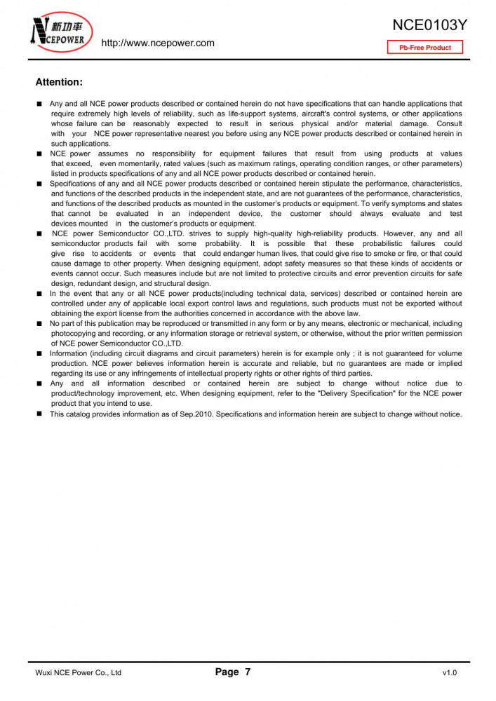 NCE0103Y datasheet page 7