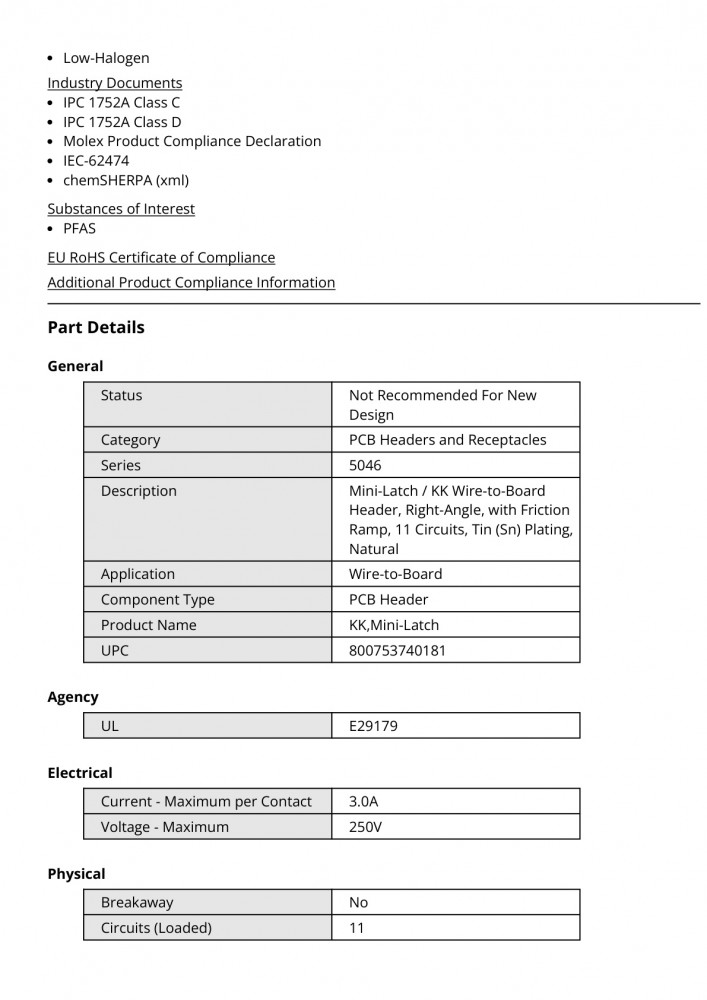MOLEX 22051112 technical document page 2