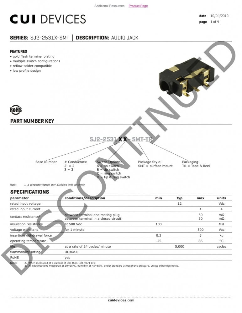SJ2-25313B-SMT-TR datasheet page 1