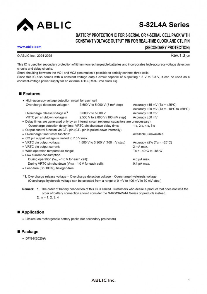 S-82L4A datasheet page 1 preview