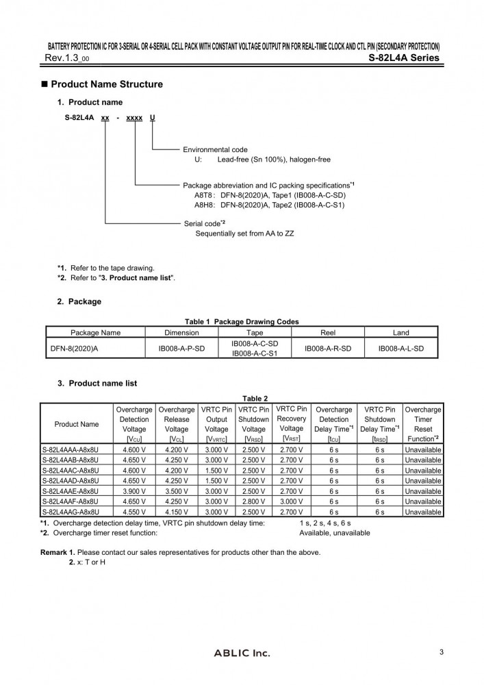 S-82L4A datasheet page 3 preview