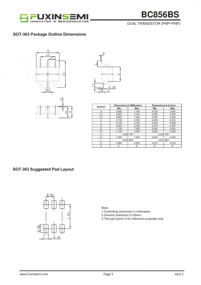 BC856BS datasheet page 3