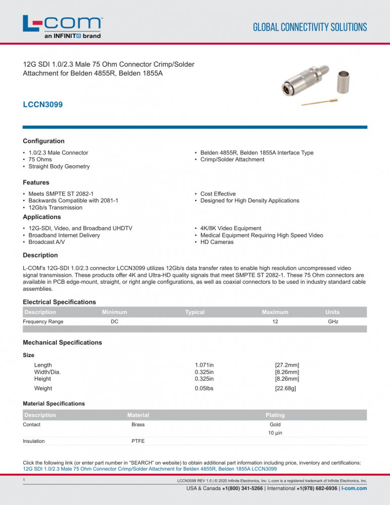 LCCN3099 product documentation page 1