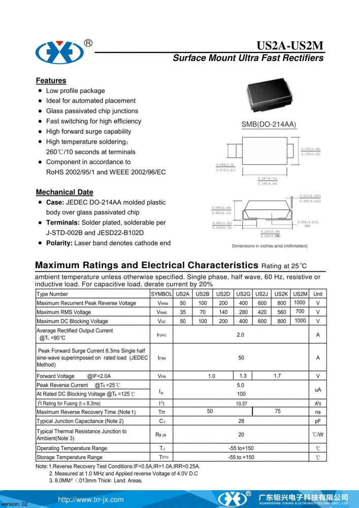 JUXING US2M datasheet page 1