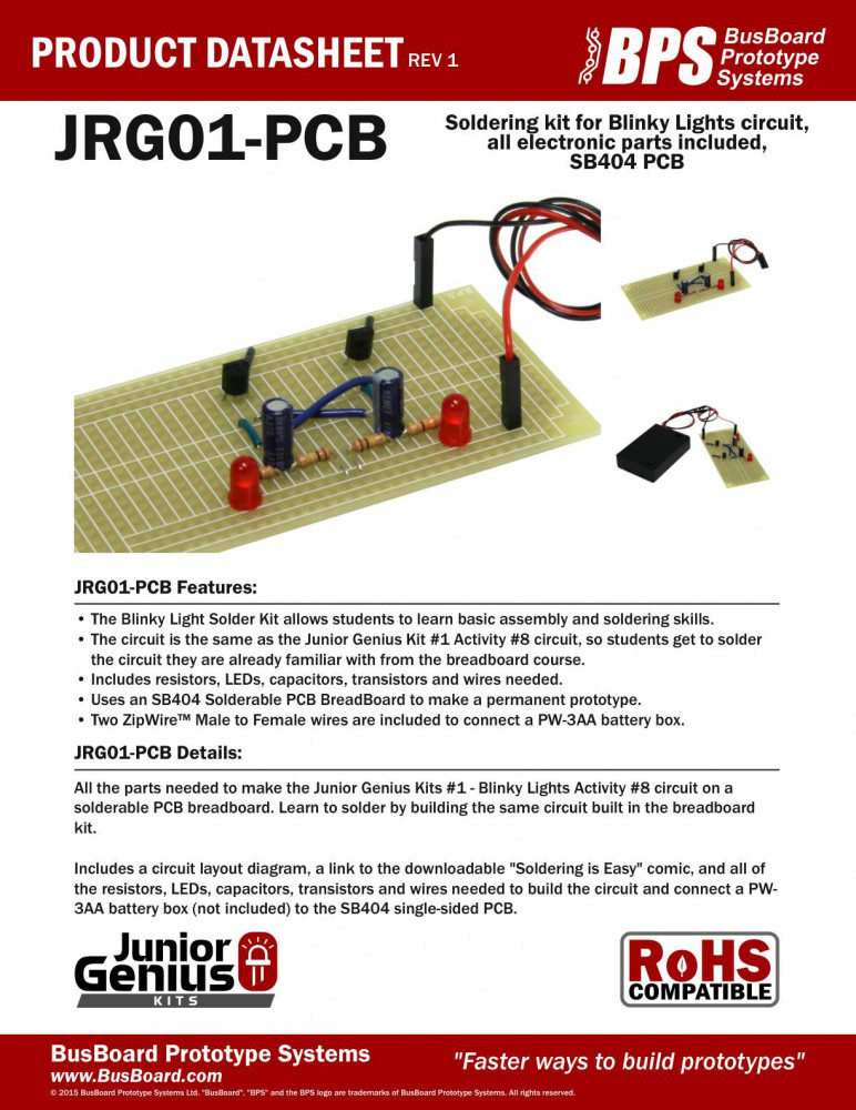 JRG01-PCB Blinky Lights soldering kit visual