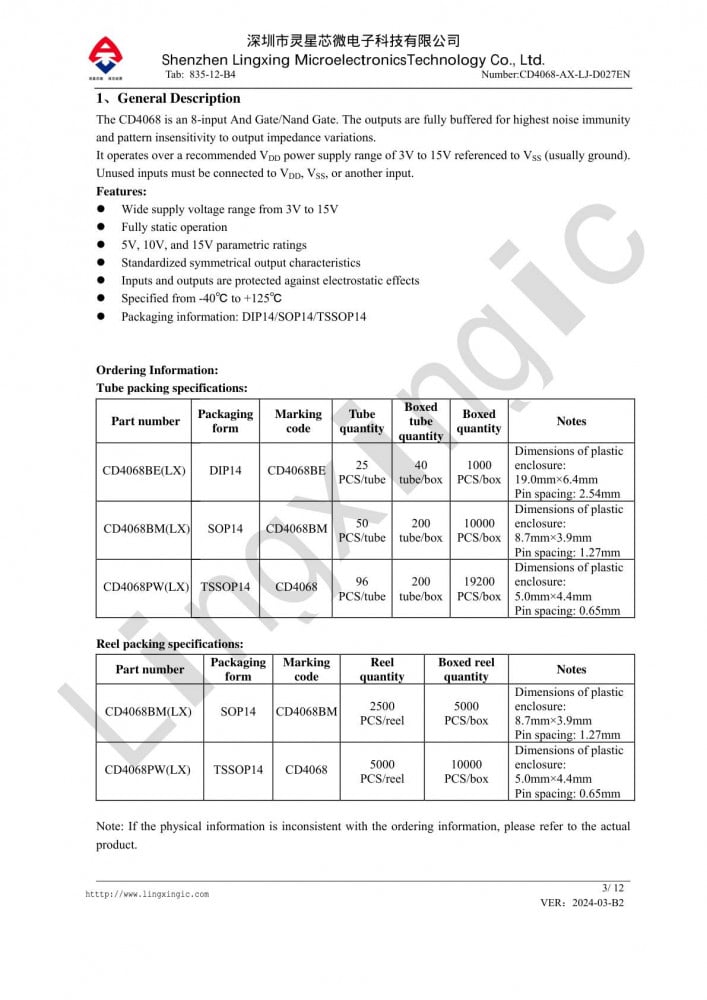 CD4068BM(LX) datasheet page 3