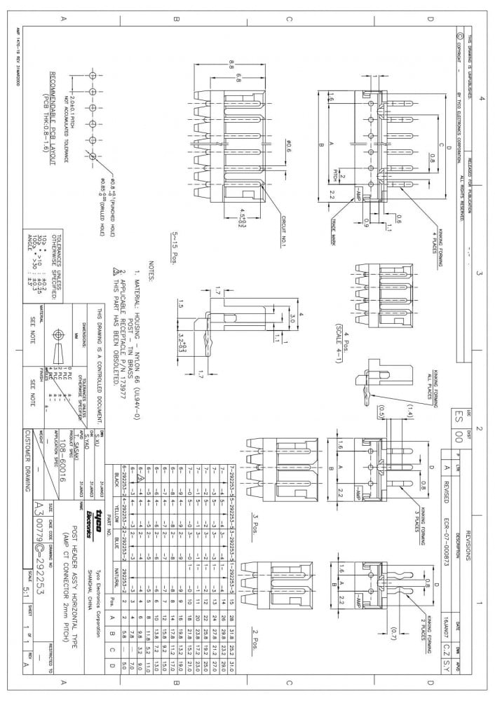 TE Connectivity 292253-6 technical drawing preview