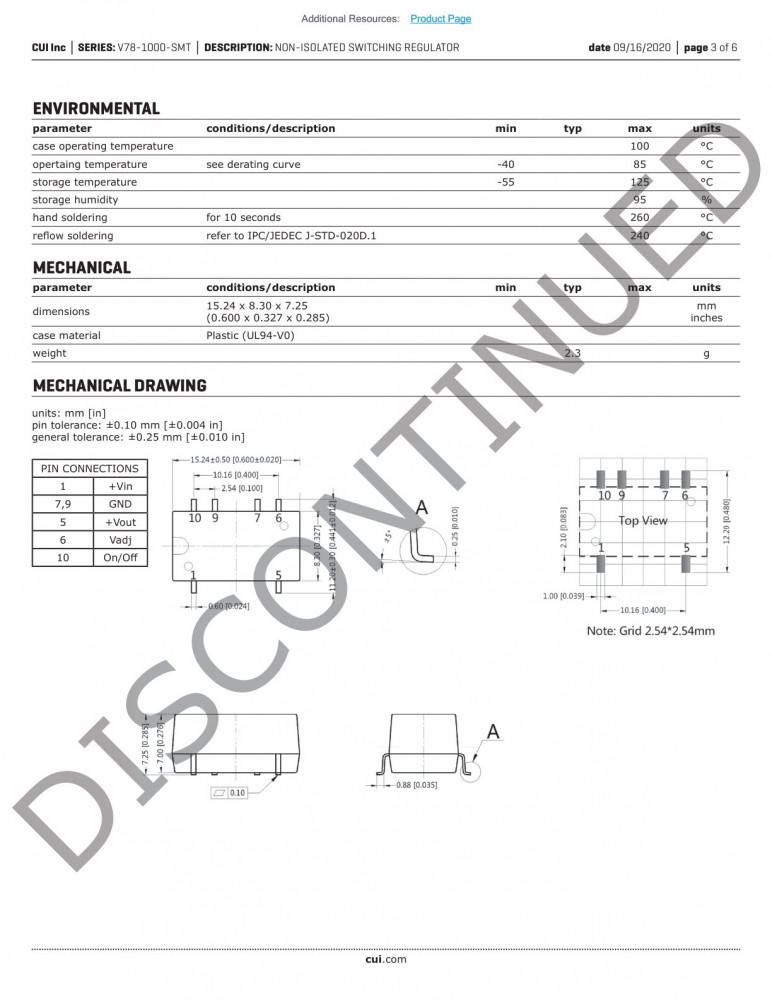 CUI V78-1000-SMT datasheet page 3