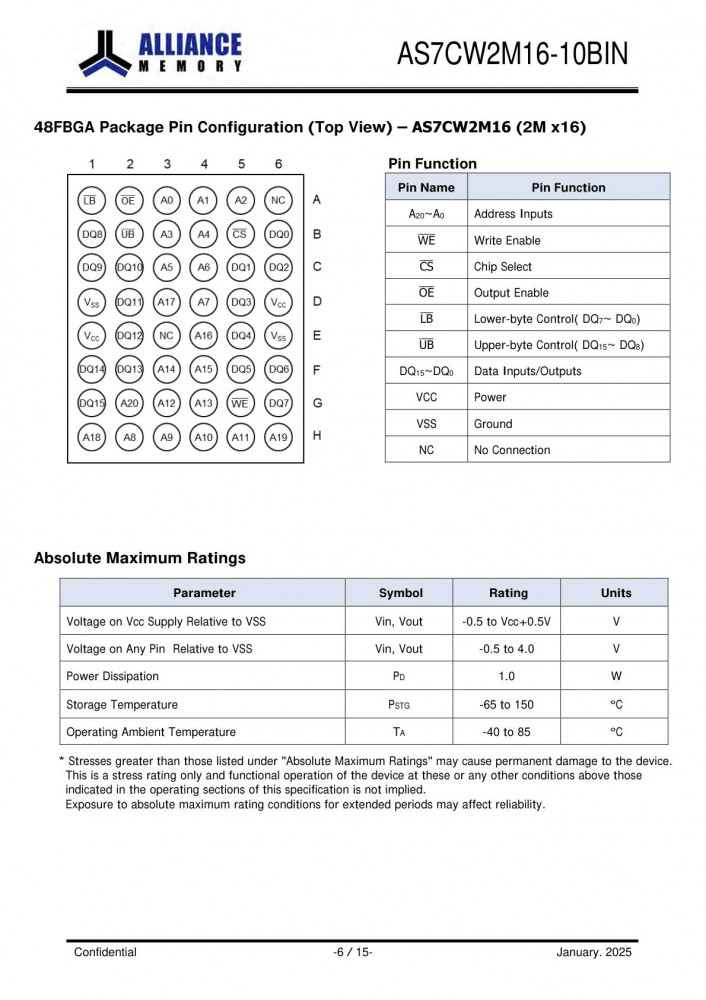 AS7CW2M16 datasheet page 6