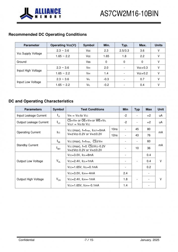 AS7CW2M16 datasheet page 7