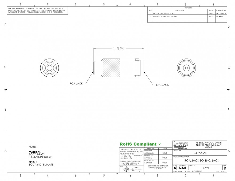 L-com BA94 technical document page