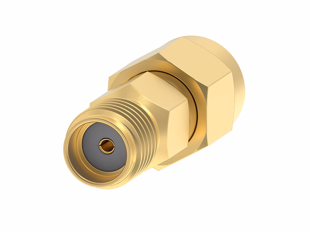 SMA Jack-to-SMA Plug Adapter, Straight, Brass Body, Individual Bag, 50 Ohms for sale