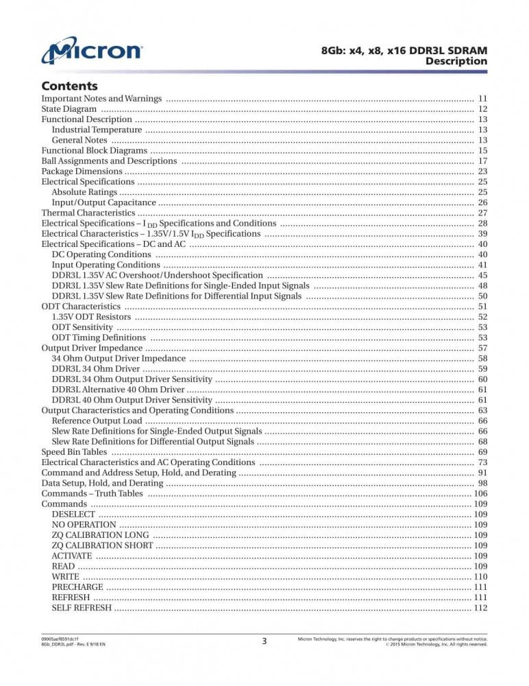 DDR3L datasheet page 3