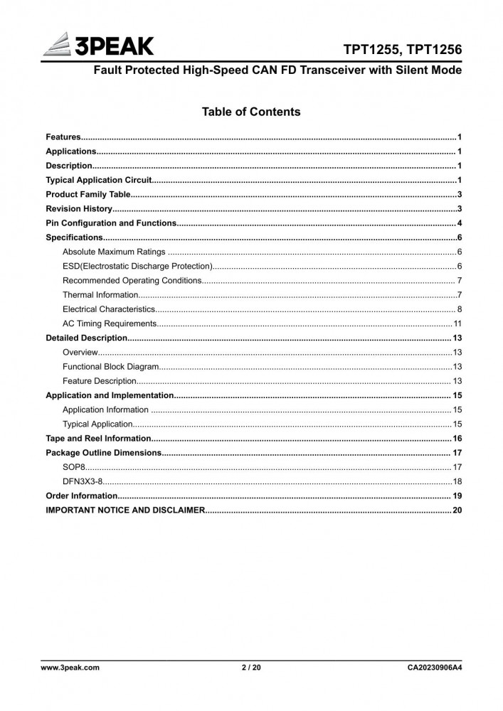 TPT1256 datasheet page 2