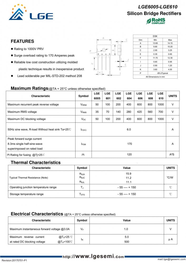 LGE610 datasheet page 1