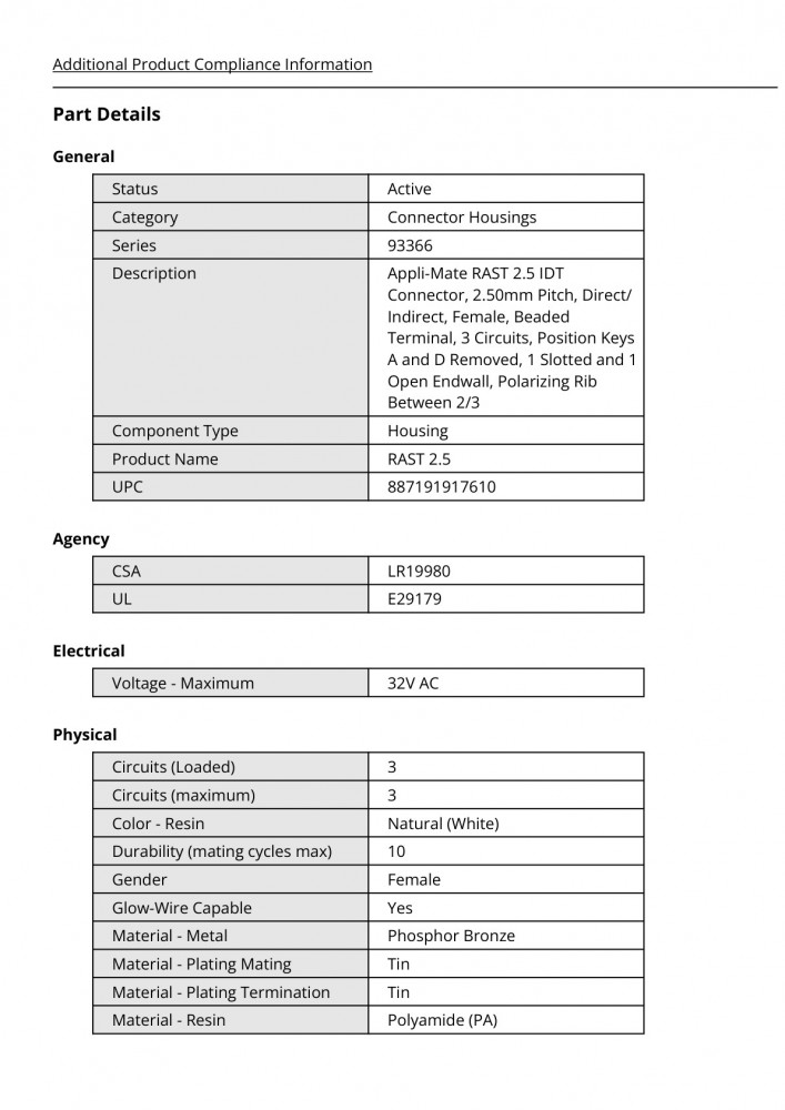 Technical document page 2 for Molex 933660010