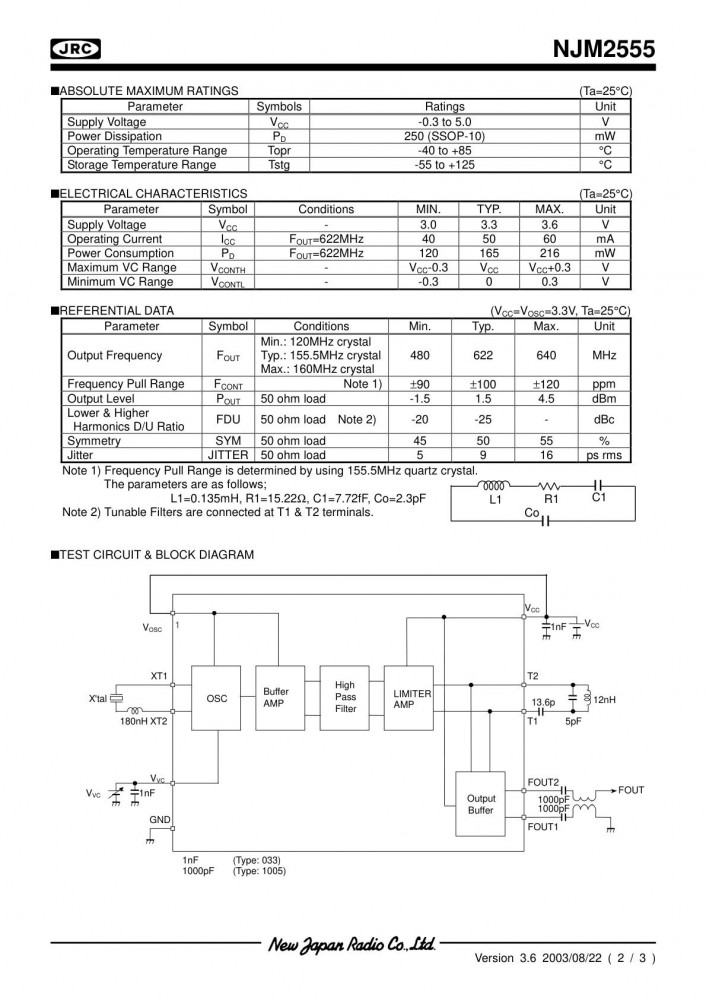 NJM2555 datasheet page 2