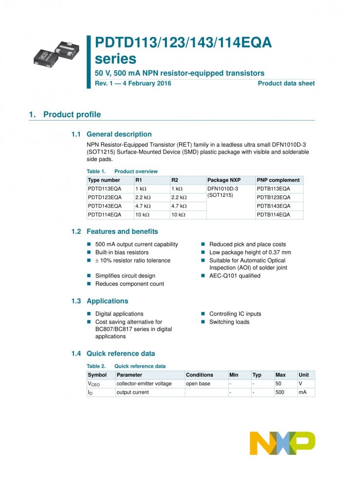 PDTD114EQAZ datasheet page 2