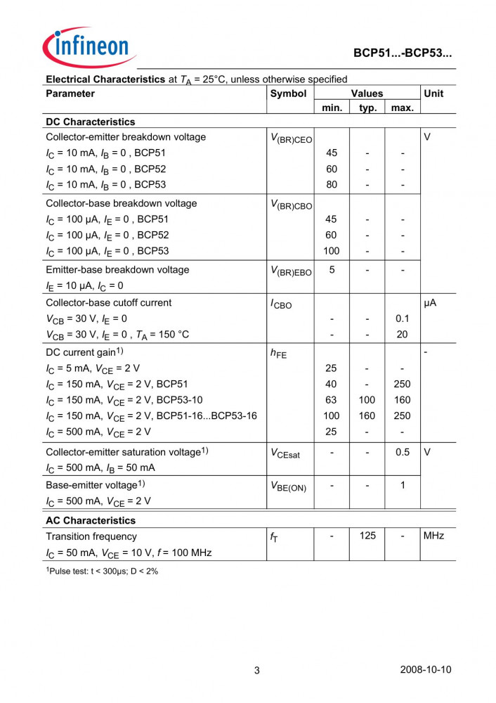 BCP51-16E6327 datasheet page 3