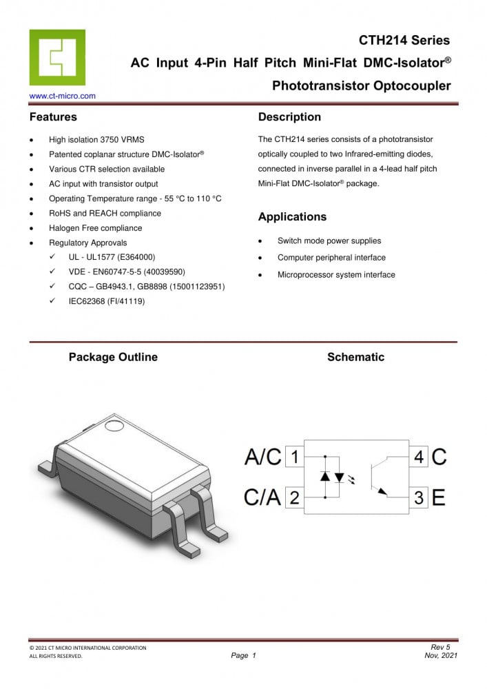 CTH214A(T1) datasheet page 1
