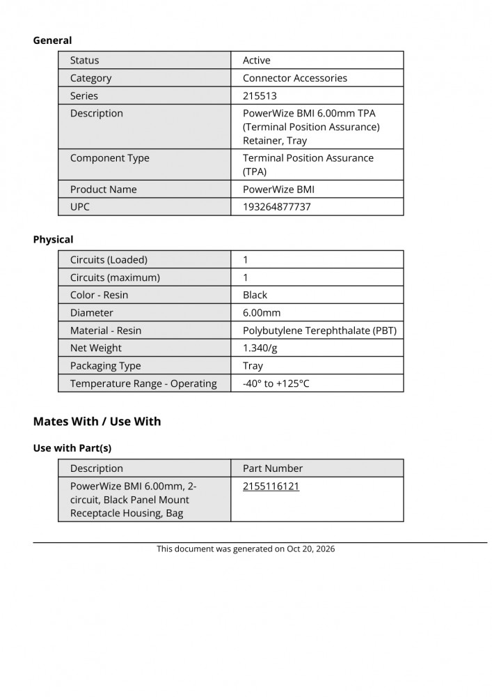 Technical document image 2 for MOLEX 2155136001