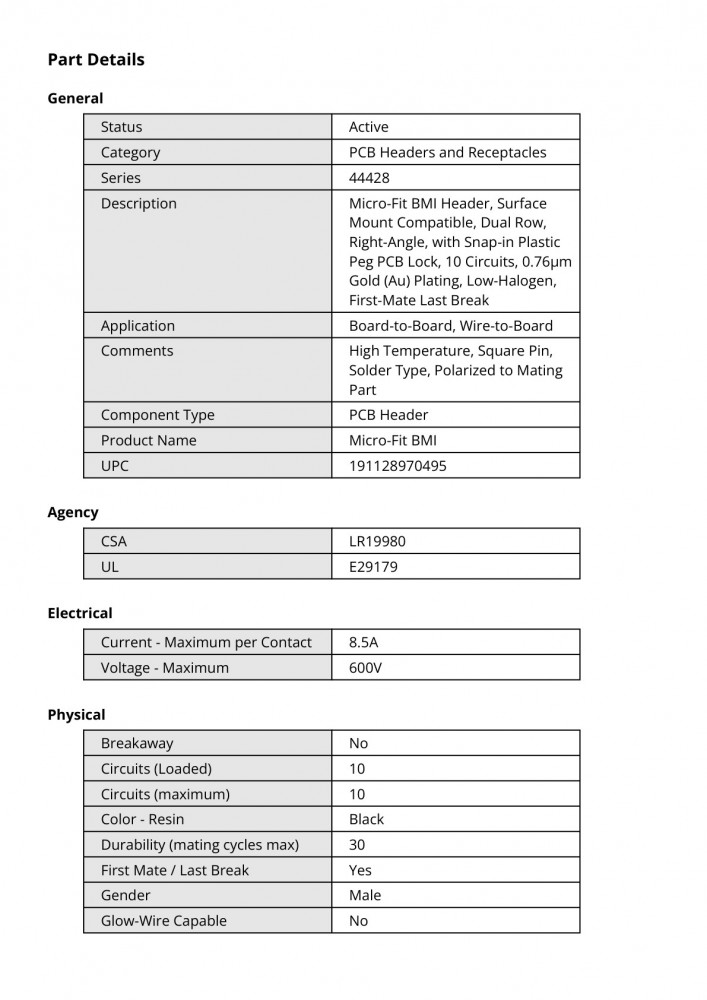 Technical document page 2 for Molex 444281043
