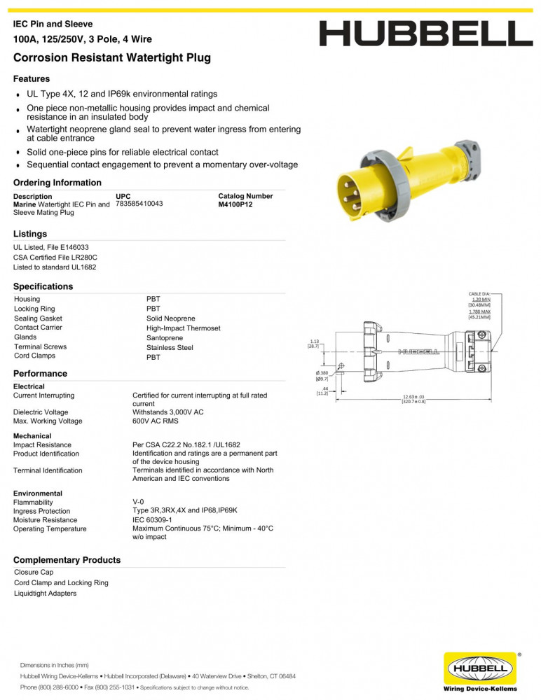 Burndy M4100P12 product documentation image