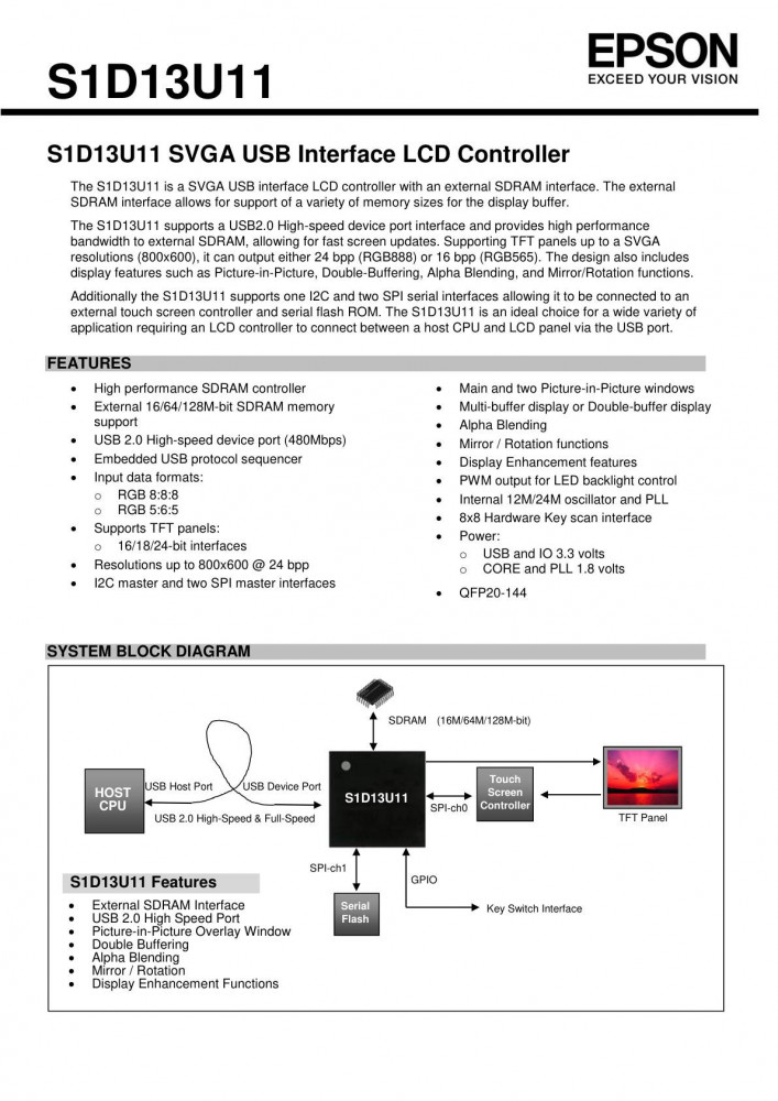 EPSON S1D13U11 document page 1