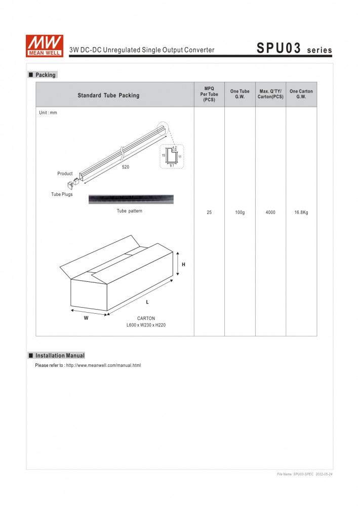 MEAN WELL SPU03 series datasheet page 2
