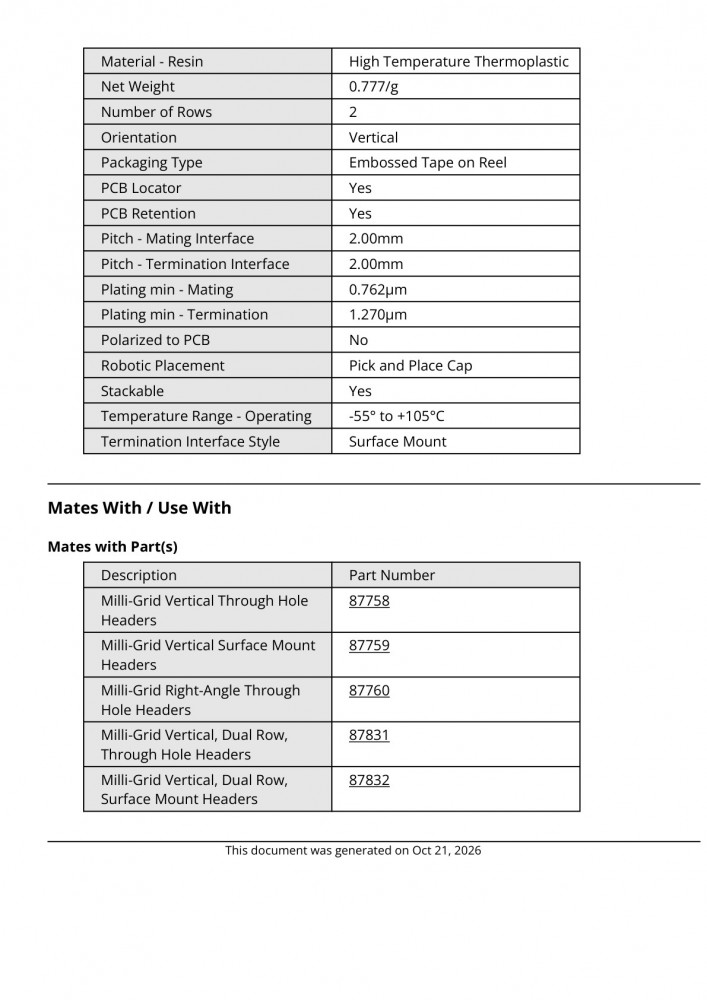 Product document image 3 for MOLEX 873819015