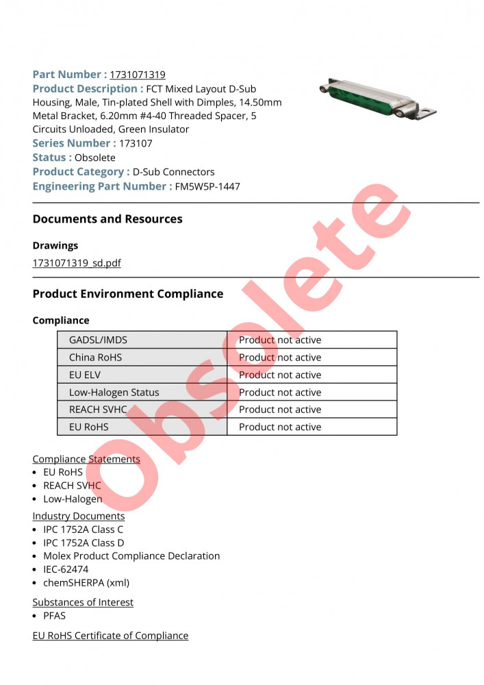 MOLEX 1731071319 product drawing page 1