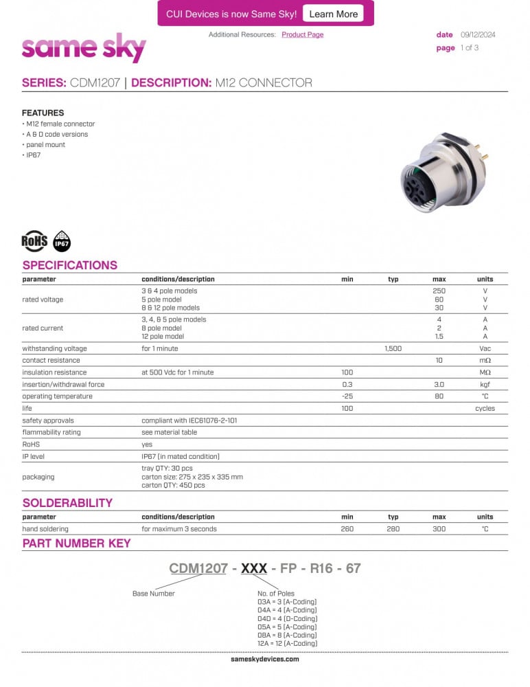 CDM1207 datasheet page 1