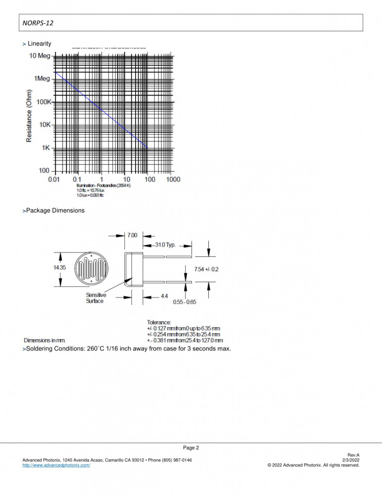 NORPS-12 datasheet page 2