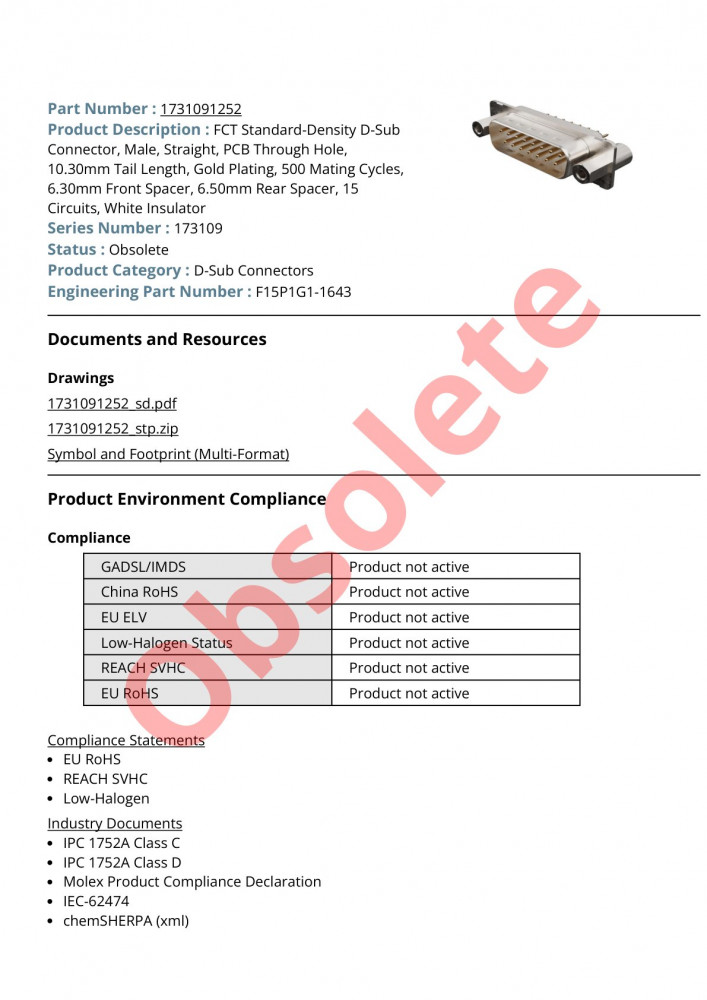 MOLEX 1731091252 technical document page 1