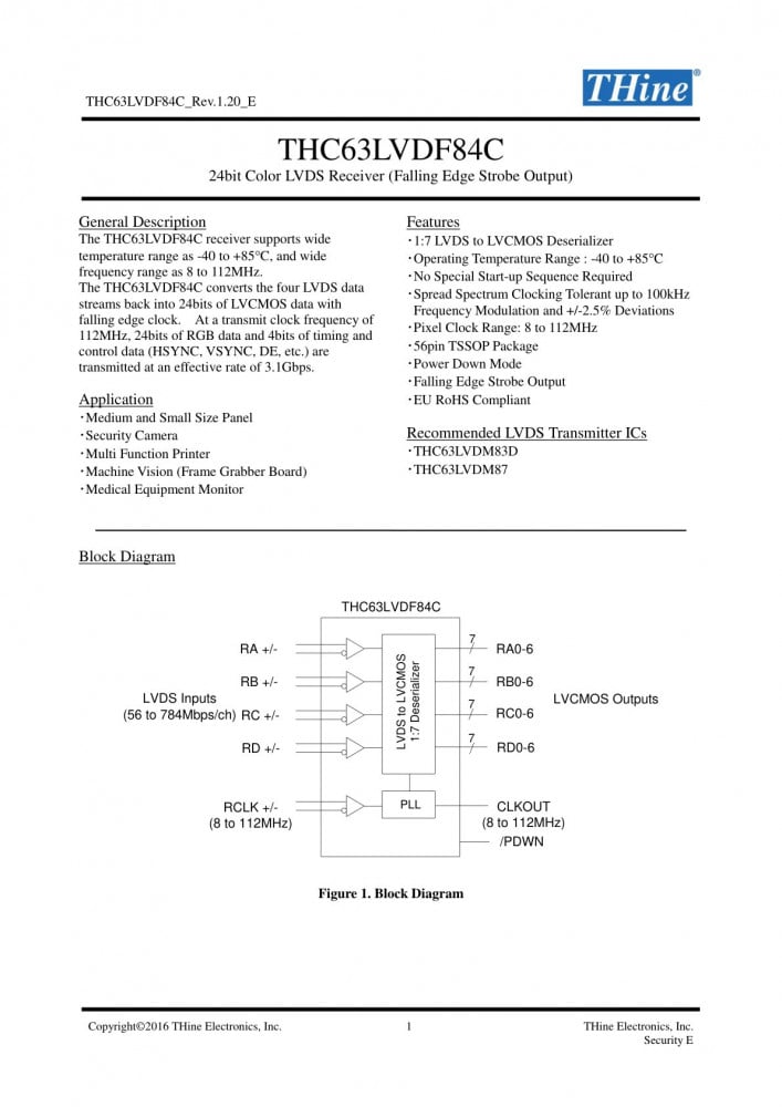THC63LVDF84C-MSRA datasheet page 1