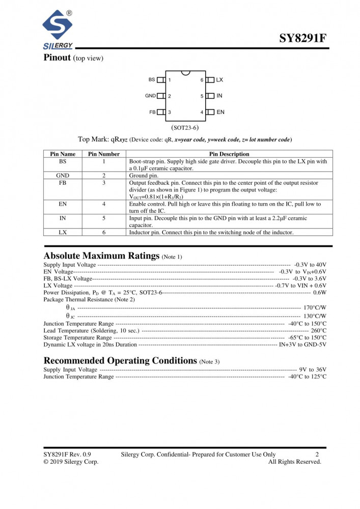 SY8291FABC datasheet page 2