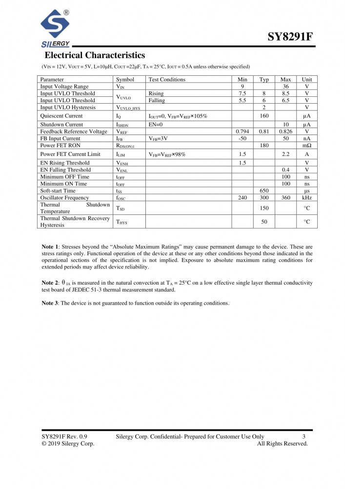 SY8291FABC datasheet page 3