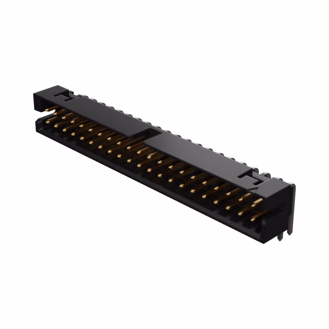 2.00mm Pitch, Milli-Grid PCB Header, Dual Row, Right-Angle, Through Hole, 42 Circuits, 0.76µm Gold (Au) Plating, 3.50mm Tail Length, Dual Side Slots, Dual Friction Locks, Center Polarization, Tube for sale