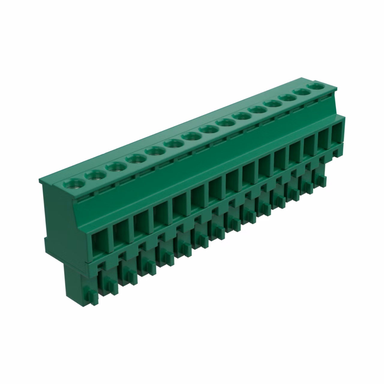 3.81mm Pitch Eurostyle Vertical Plug, Front Wire Entry, Green Housing, 15 Circuits for sale