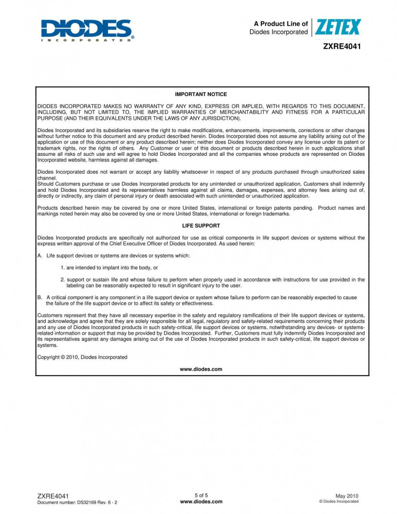 ZXRE4041DFTA datasheet page 5