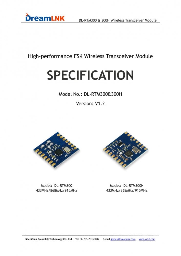 DL-RTM300 datasheet page 1