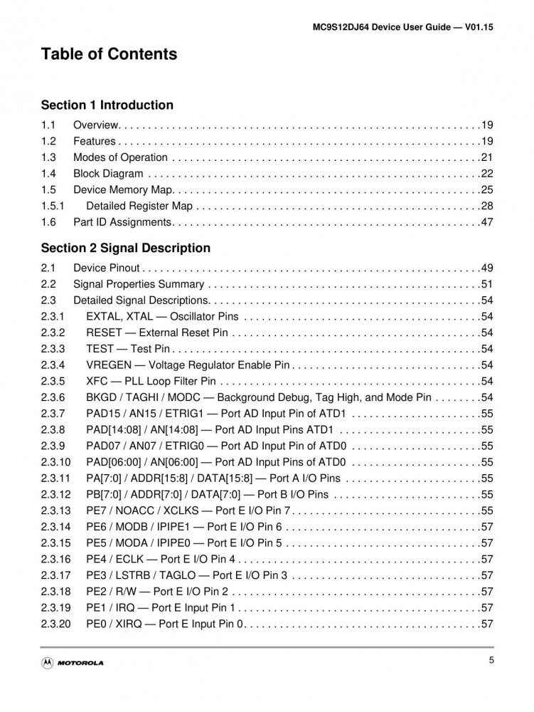 MC9S12DJ64 user guide page 5