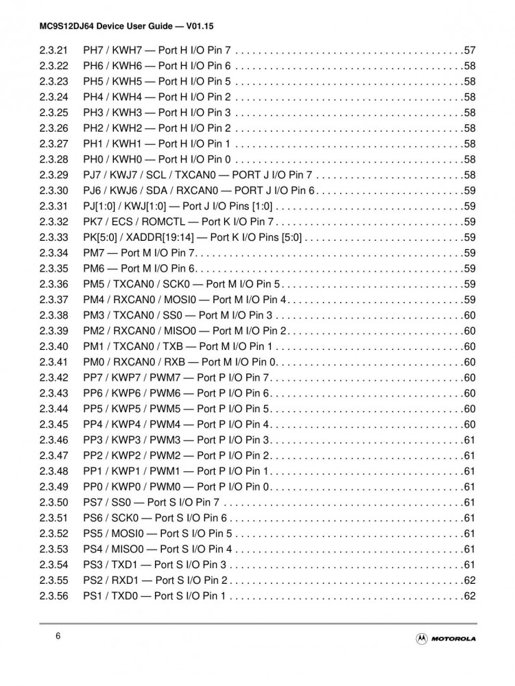 MC9S12DJ64 user guide page 6