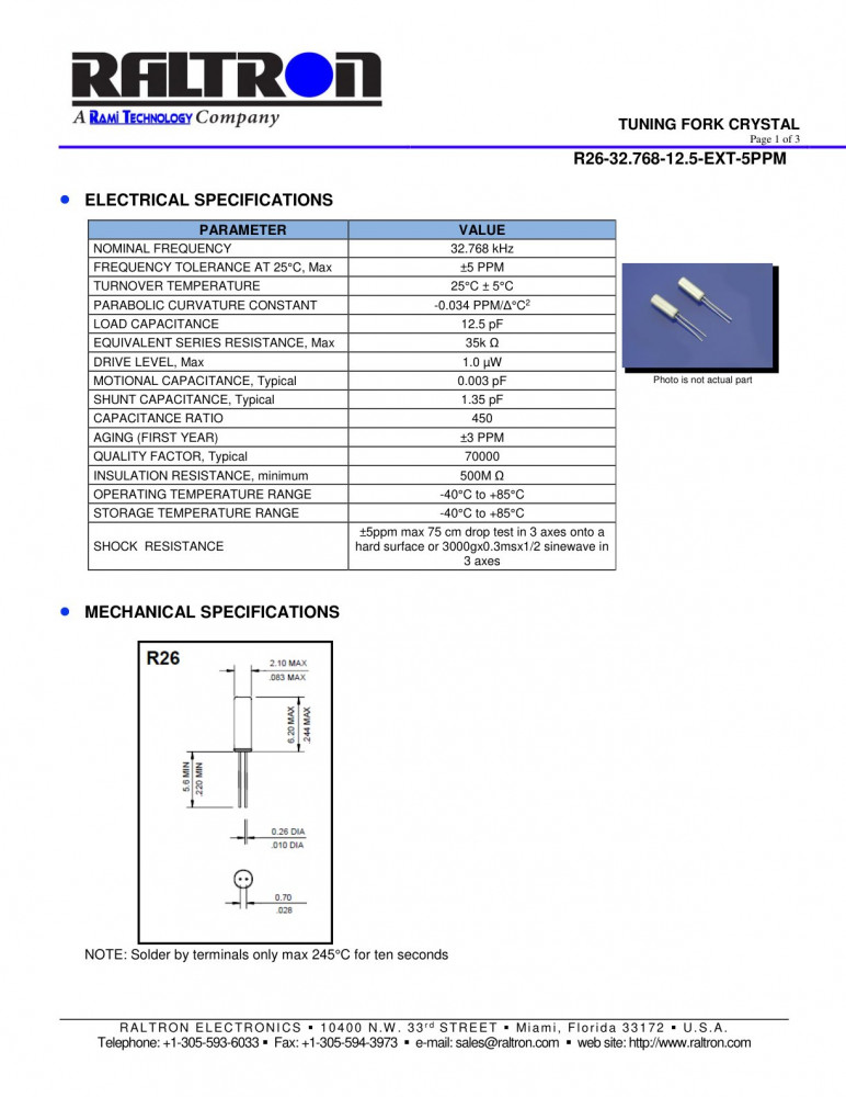 Raltron R26 technical document page 1
